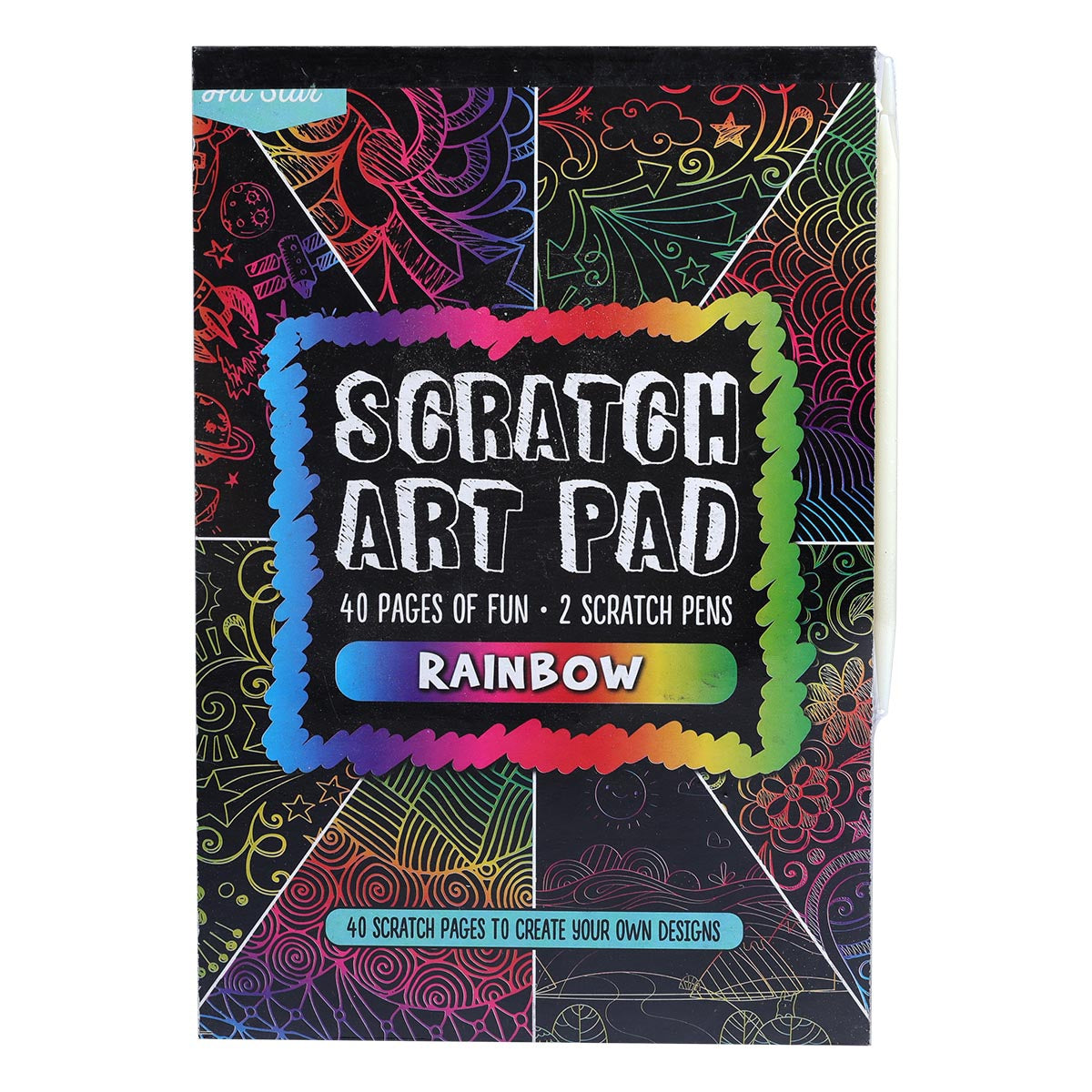Art Star A5 Scratch Art Pad with 2 Rainbow Pens 40 Sheets