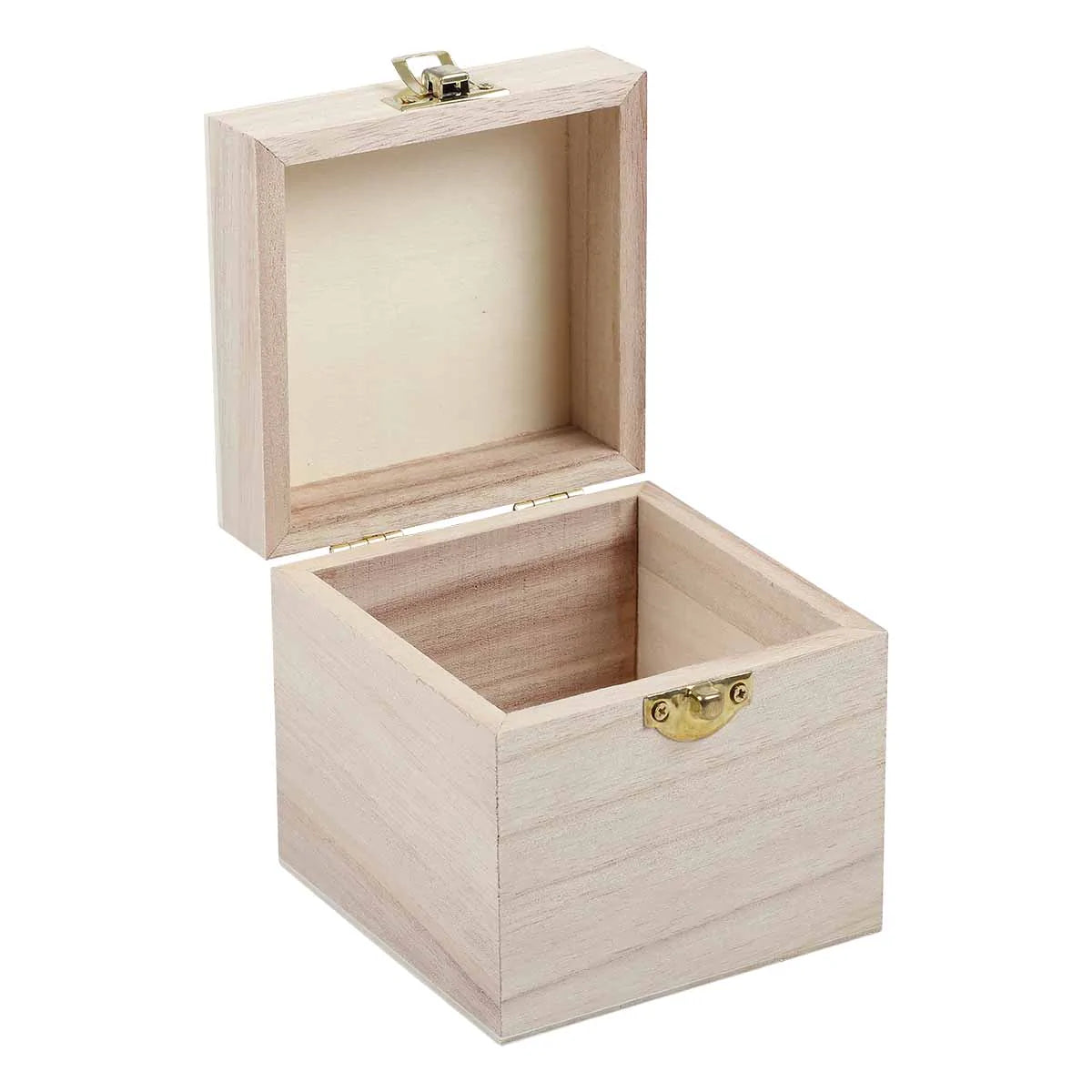 Tim & Tess Wooden Cube Box with Latch 9.8cm x 9.8cm x 7.6cm