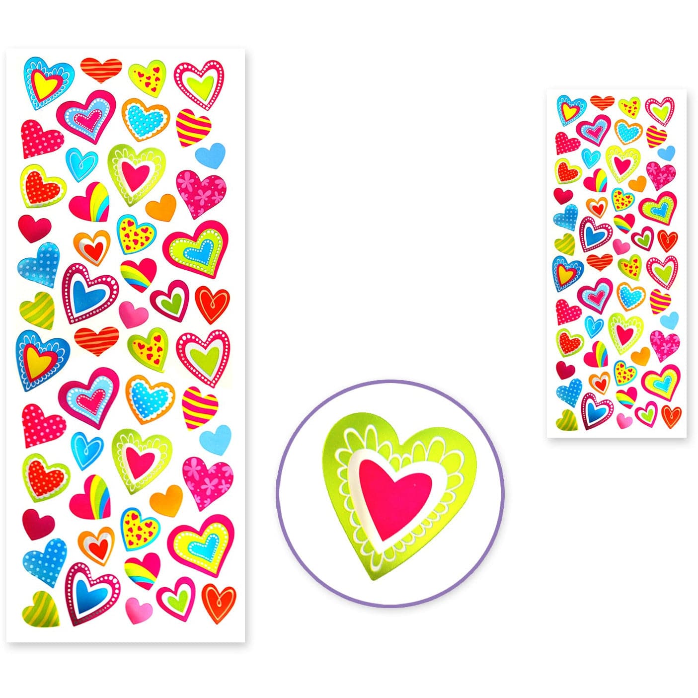 MultiCraft Paper Craft Stickers: Foil Icons 3D-Heart Medley 12.1x30.5c