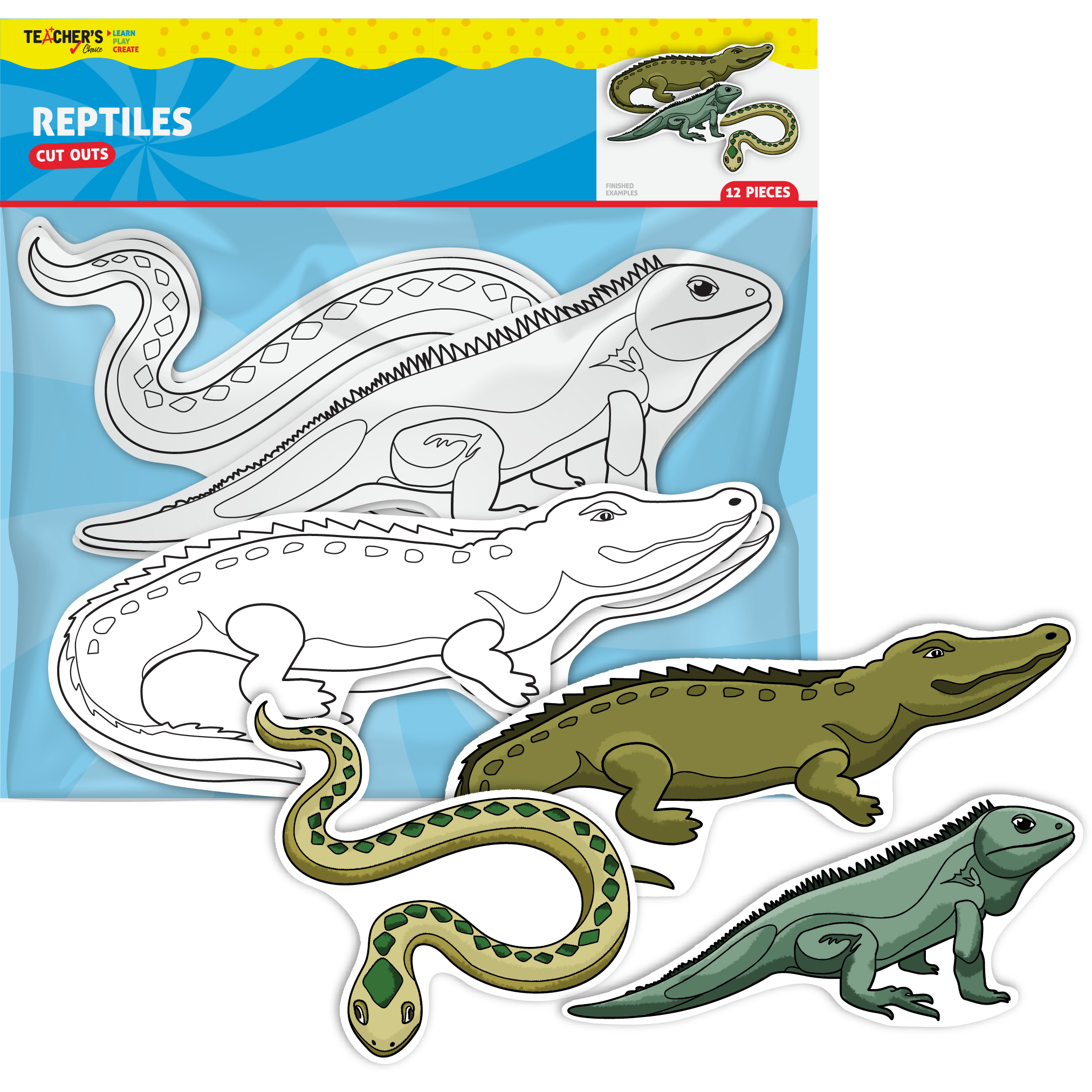 Teachers Choice Paper Shapes Reptiles (12 Piece)
