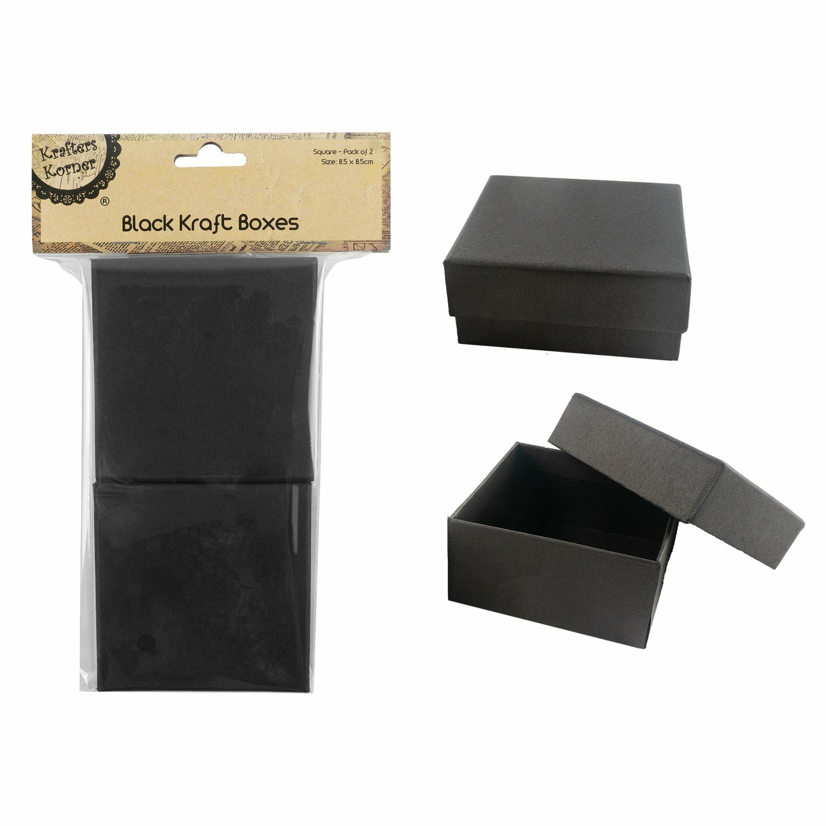 Krafters Korner Square Paper Boxes Black 2 Pack